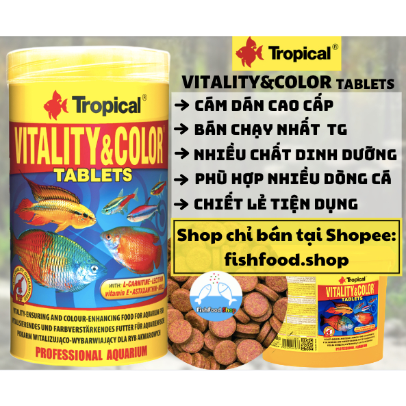 Thức ăn viên dán Tropical Vitality&Color Tablets - Cám dán cho cá bán ...