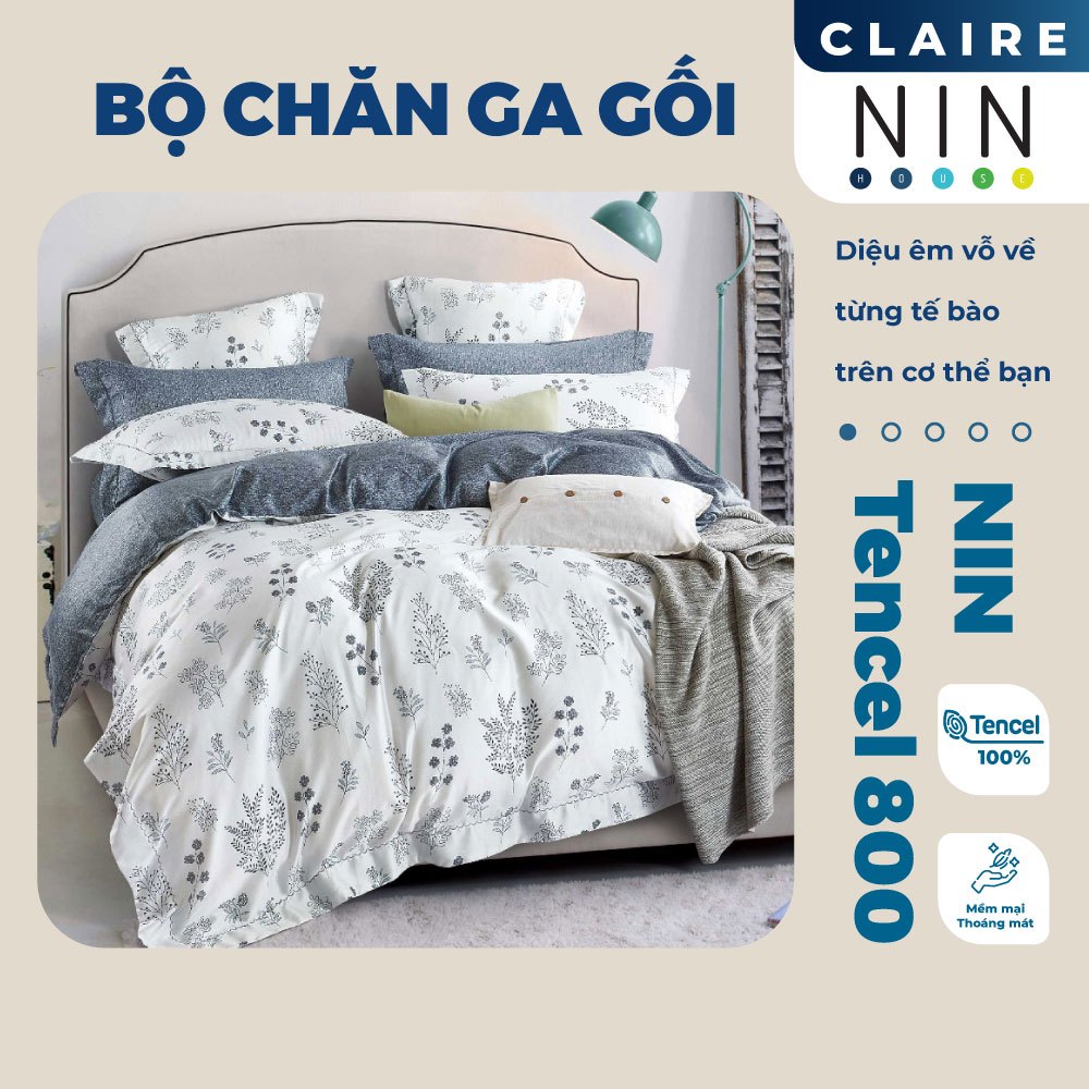 Bộ 6 món drap, áo gối và mền chần NIN Tencel 800 - Claire mẫu mới 2024 | Shopee Việt Nam