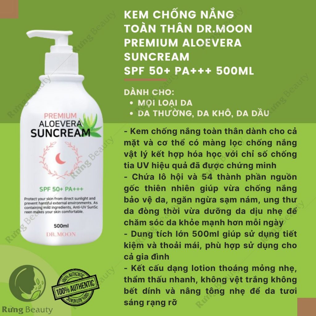 KEM CHỐNG NẮNG TOÀN THÂN DR.MOON PREMIUM ALOEVERA SUNCREAM SPF 50+ PA ...