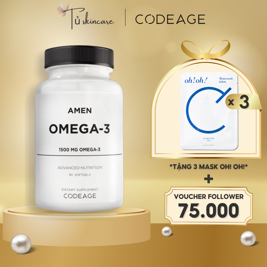 [Mã INBAU702 giảm 70K đơn 449K] Viên Uống Dầu Cá Omega3 Hỗ Trợ Sức Khỏe, Đẹp Da Codeage Amen ...
