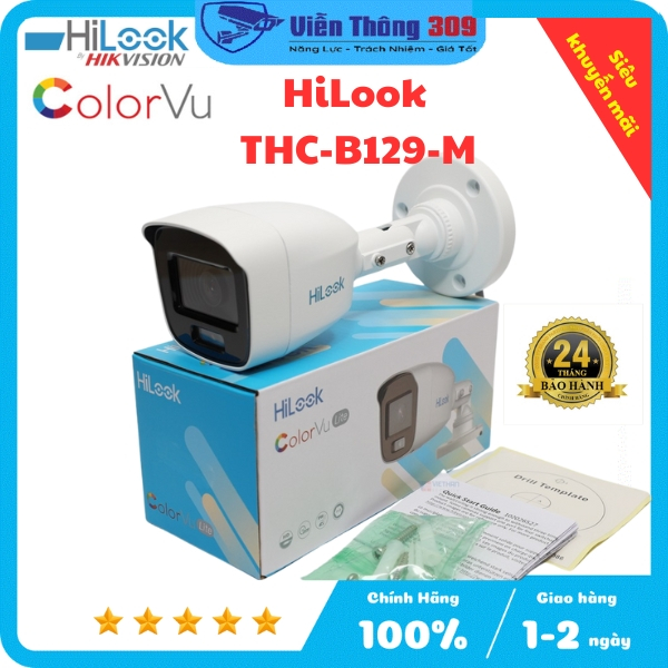 Camera HDTVI ColorVu thân trụ 2MP HiLook THC-B129-M | Shopee Việt Nam