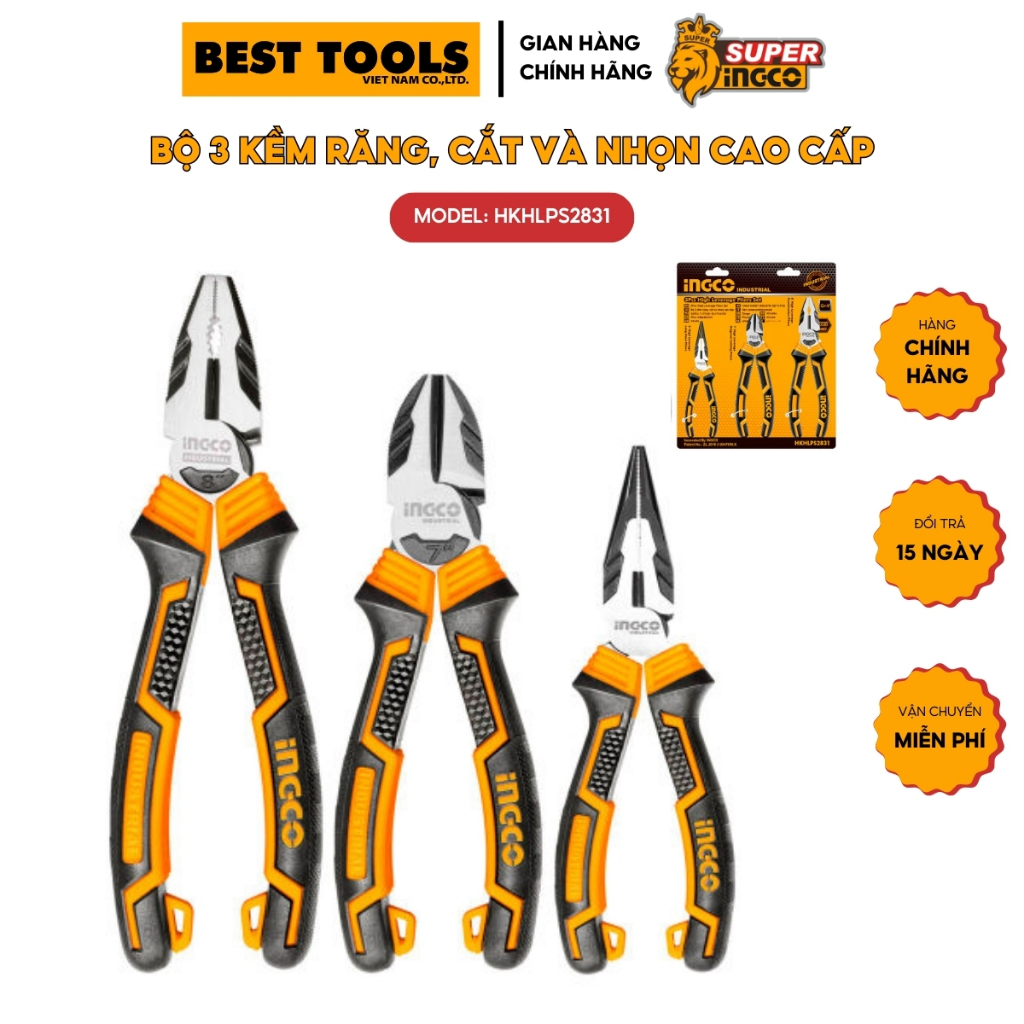 Bộ 3 kìm răng, cắt và nhọn cao cấp INGCO HKHLPS2831 | HKPS28318 ...