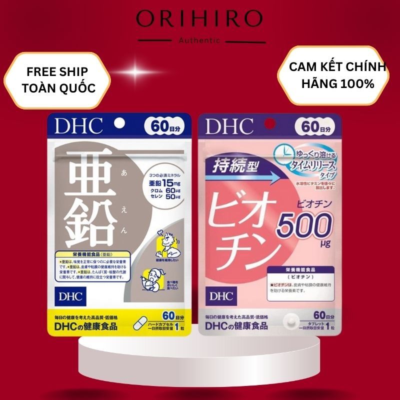 COMBO Kẽm DHC 60 Viên & Biotin DHC 60 Viên Nhật Bản [60 NGÀY] giúp tóc, da, móng khỏe, tăng đề ...