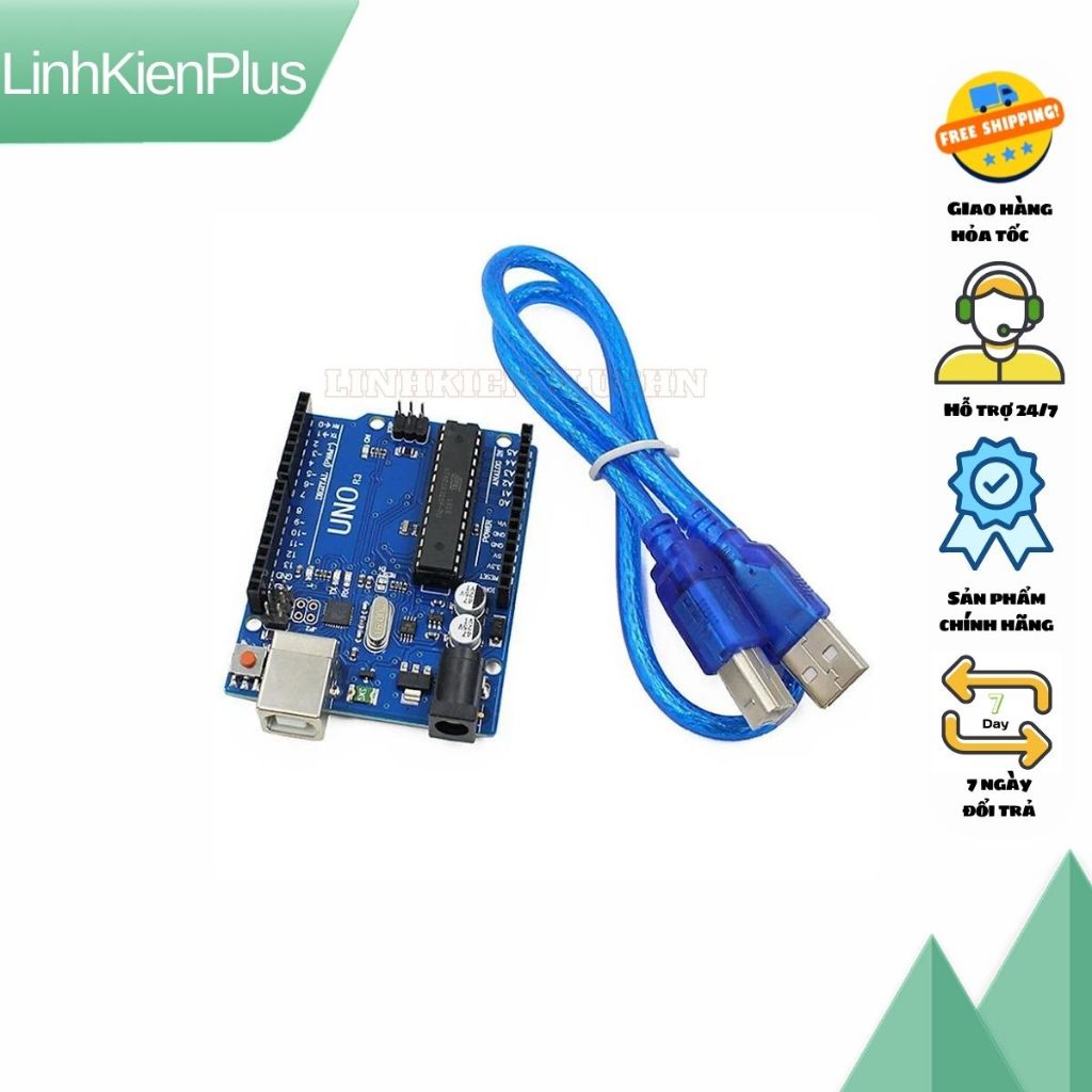 [BẢO HÀNH 6 THÁNG ] KIT Arduino UNO R3 ATMEGA16U2 Chíp cắm kèm cáp nạp ...