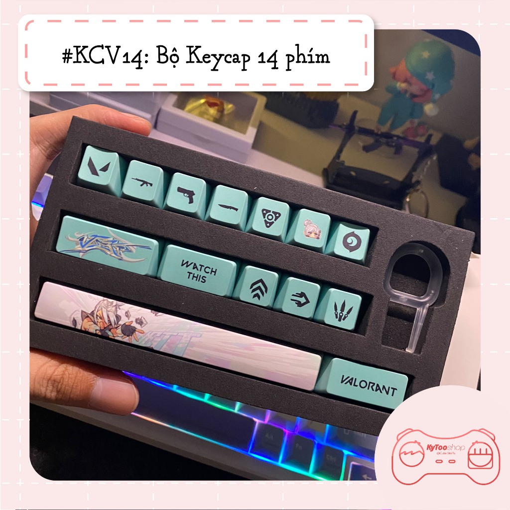 Bộ Keycap Valorant 14 Phím, Nhựa PBT Profile OEM Hình Agent Cute Dành ...