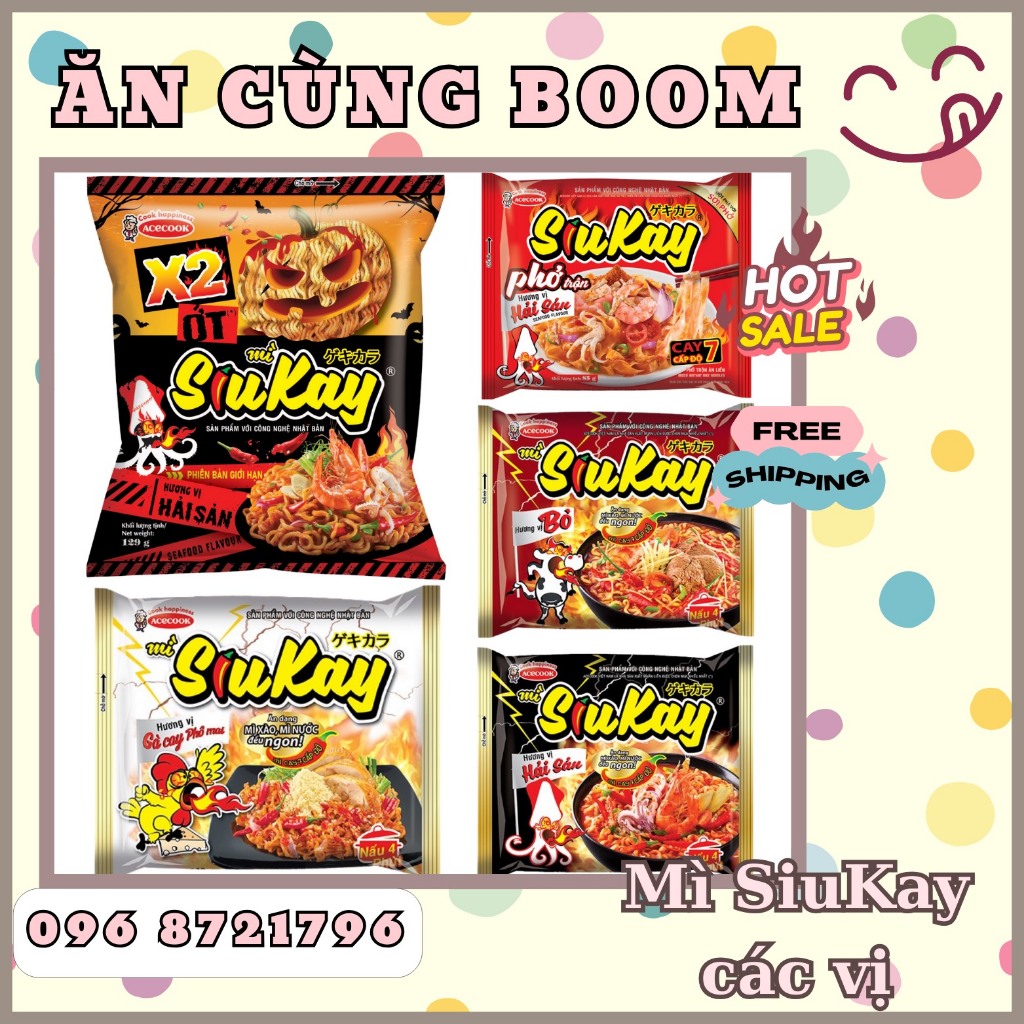 (Combo 10 gói) - Mì siêu cay bò siukay cấp độ 7 của Acecook (128G/gói ...