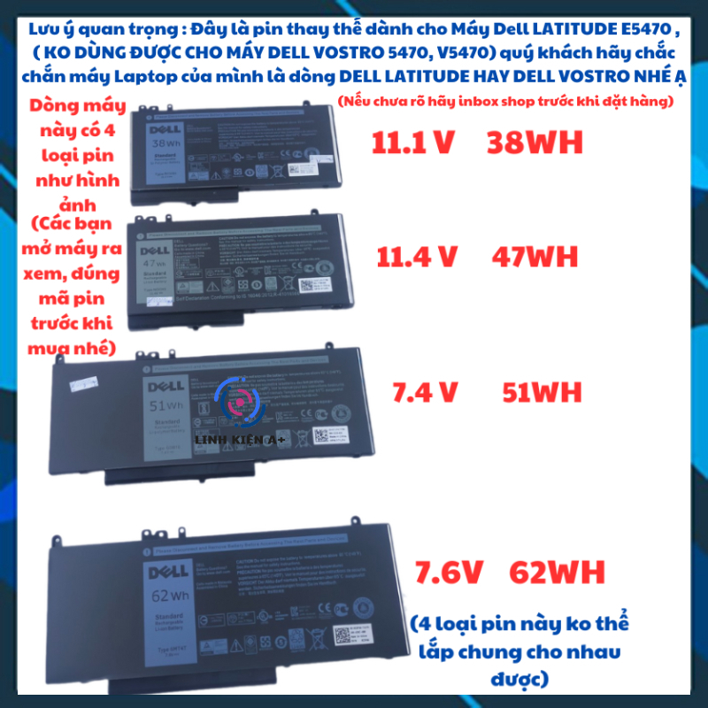 Pin Laptop Dell Latitude E5450 E5470 E5270 RYXXH 38WH NGGX5 47WH G5M10 ...