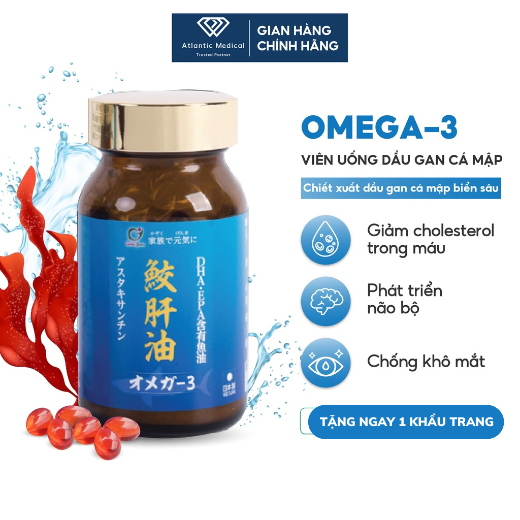 Viên Uống Dầu Gan Cá Mập OMEGA 3 Genki Fami Giúp Bổ Não, Giảm Stress ...