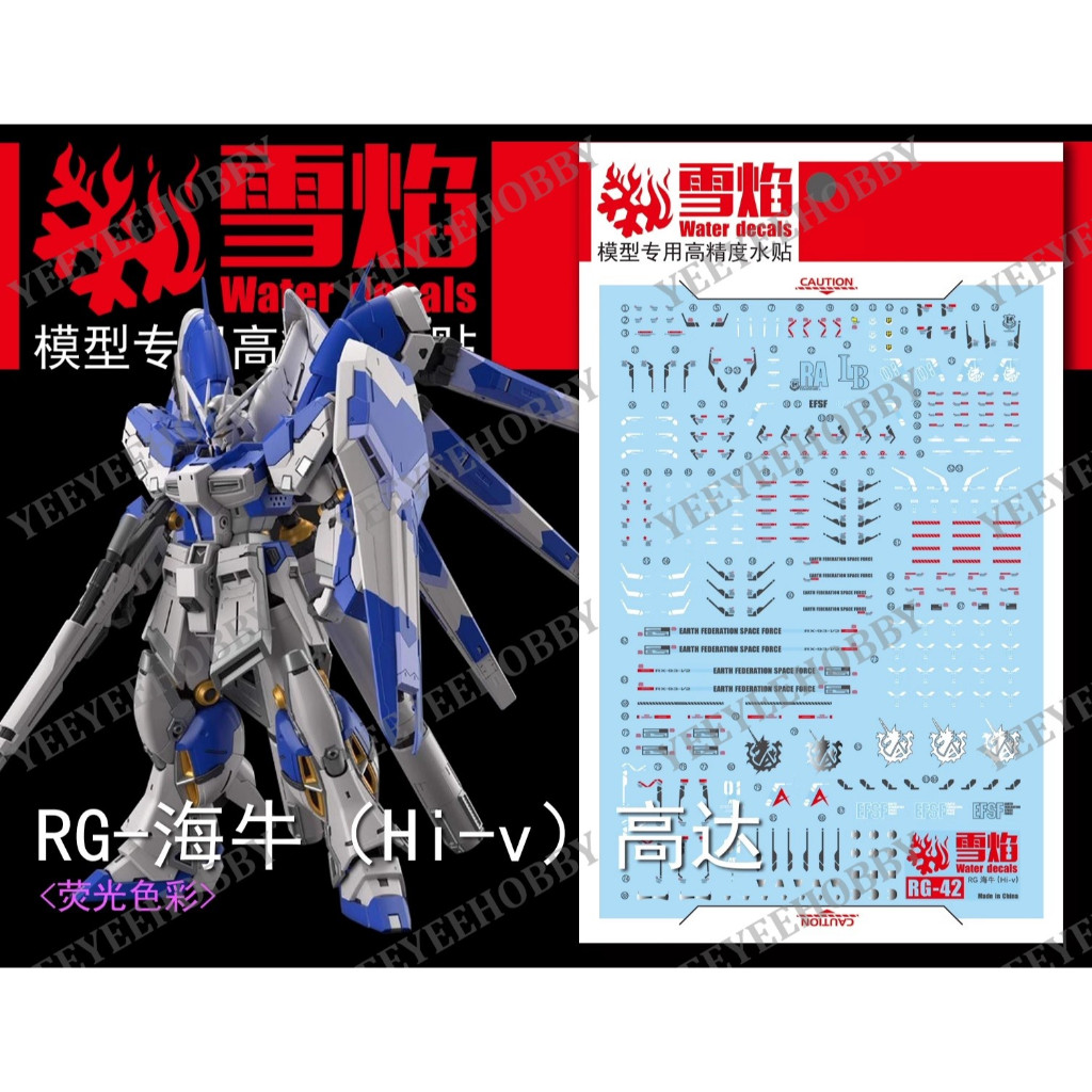 DECAL MÔ HÌNH XUEYAN XY - RG-42 - DECAL NƯỚC PHẢN QUANG CHO MÔ HÌNH RG 1/144 RX-93-V2 HI-NU MÔ ...