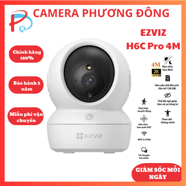Camera WIFI EZVIZ H6C Pro 4MP 2K - 2MP 1080P, có Nút gọi điện, Xoay 360 ...