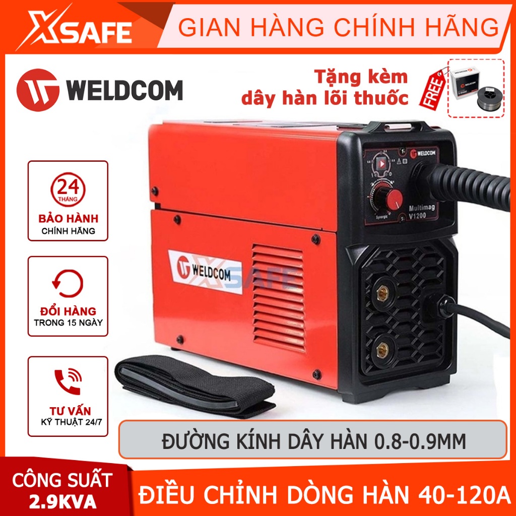 Máy hàn mig mini Weldcom V1200 dòng hàn 40-120A, ngấu sâu, hàn nhanh gấp 2 lần, bán tự động, dễ ...