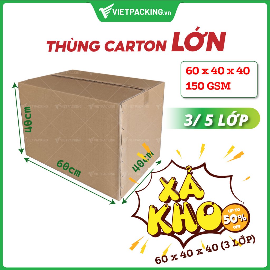 Thùng carton 60x40x40 chuyển nhà, thùng giấy lớn, thùng carton chuyển ...