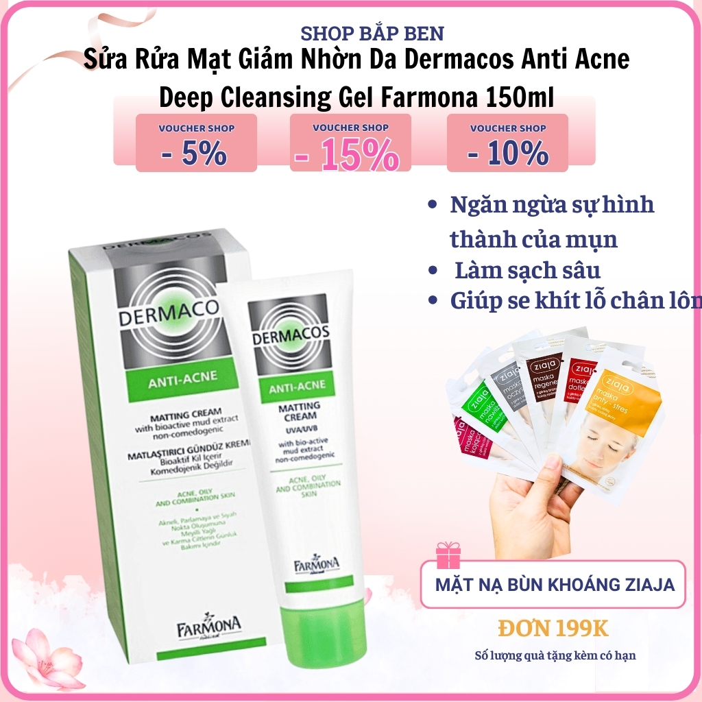 Kem dưỡng Dermacos Anti-Acne Matting Cream giảm nhờn, ngăn ngừa mụn ...