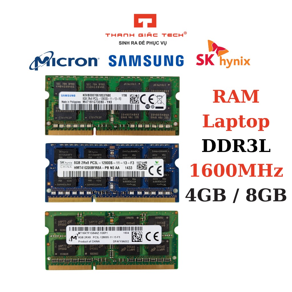 RAM Laptop DDR3L 16GB/8GB/4GB 12800S Bus 1600MHz Các Hãng Samsung ...