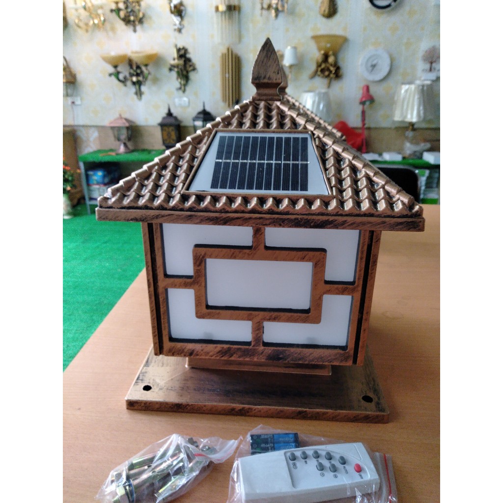 Đèn trụ cổng Siêu sáng Năng Lượng Mặt trời kết hợp điện 220v HSL TR02 KT 25*25cm | Shopee Việt Nam