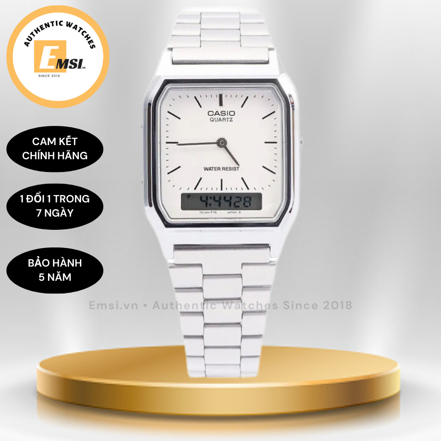 Casio AQ-230A-7D - Đồng Hồ Unisex - Điện Tử - Size Mặt 29.8mm - Kính ...
