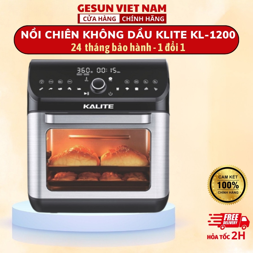 Nồi chiên không dầu Kalite KL 1200 dung tích 12L công suất 1800W ướp gà nướng nguyên con bảo ...