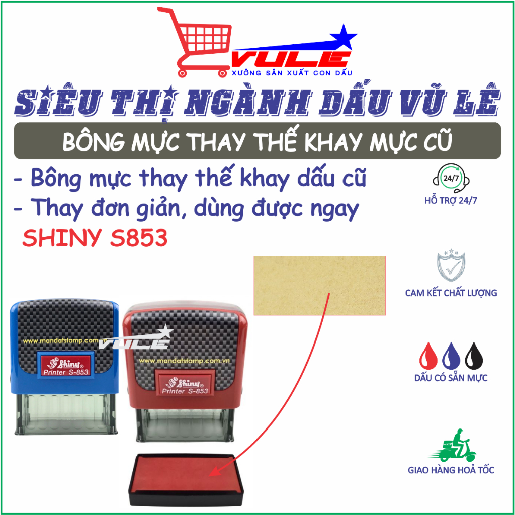 Bông mực thay thế khay mực con dấu Shiny S853 ( Mã khay mực S853 ...