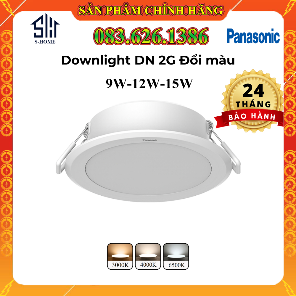 Đèn LED âm trần Downlight Đổi màu Panasonic DN 2G Công suất (9W,12W,15W), khoét lỗ 90mm, 110mm ...