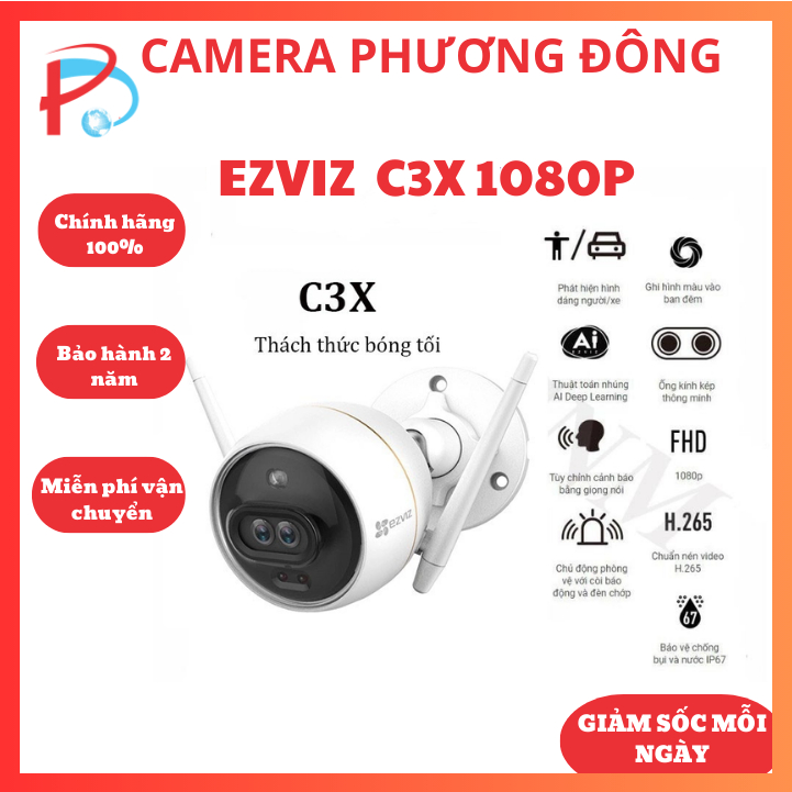 Camera Wifi Ngoài Trời EZVIZ C3X 1080P Mắt Kép, Có Màu Đêm, Tích Hợp Ai ...