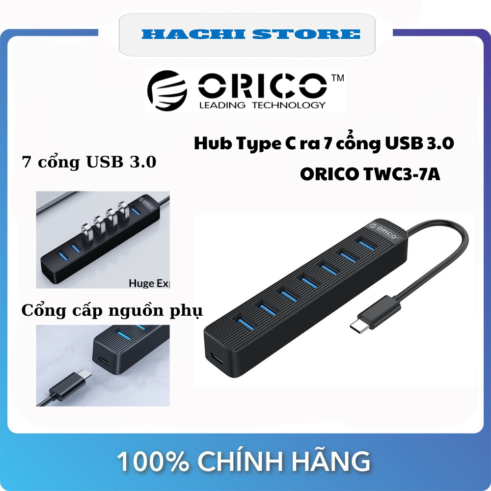 hub type c to 7 cổng USB 3.0 Orico TWC3-7A cổng cấp nguồn phụ - Hàng ...