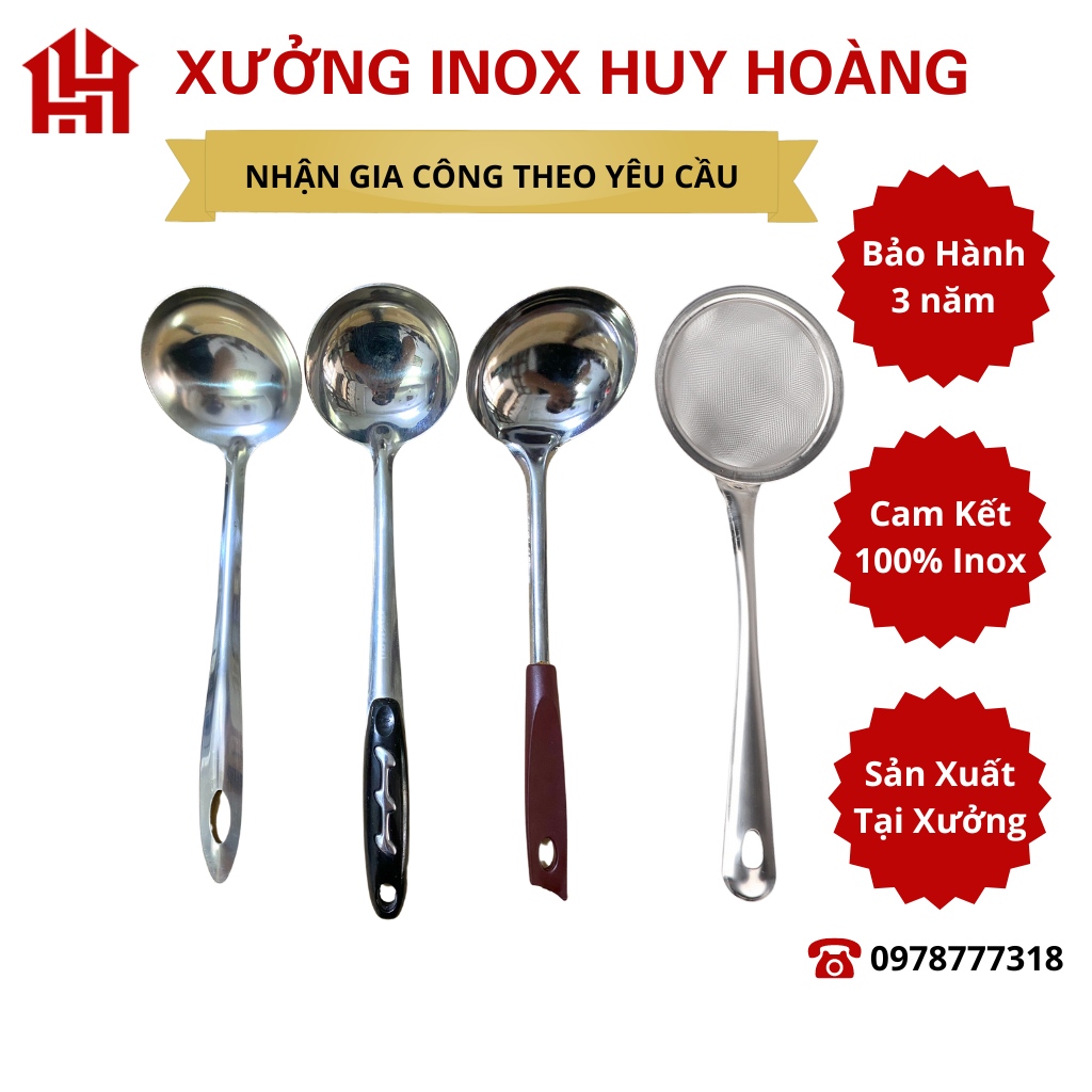 Vá/muôi múc canh 23cm inox nguyên chất các loại , vá canh, vá lẩu, vá ...