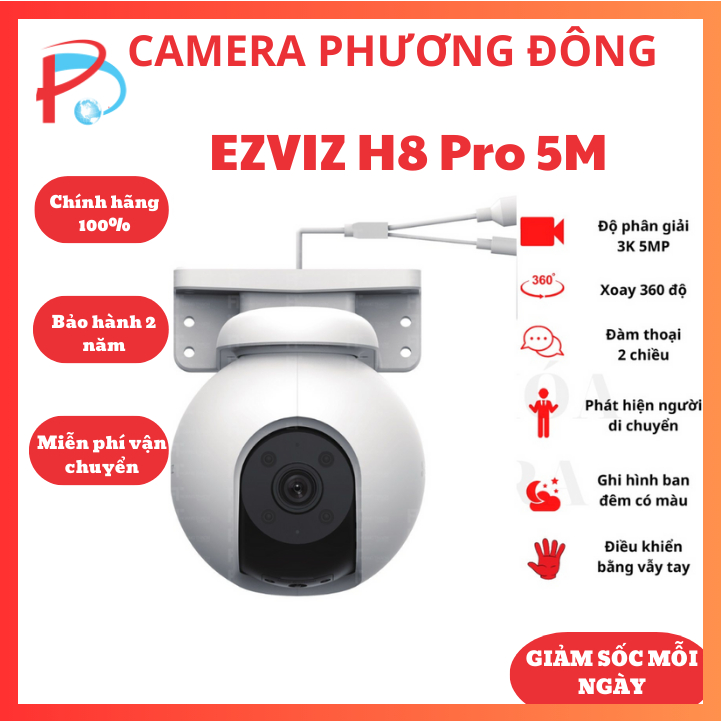 Camera Wifi Ezviz H8 Pro 5MP 3K Quay 360 độ, Tính hợp AI, Đàm Thoại 2 Chiều, Có Màu Đêm - Hàng ...