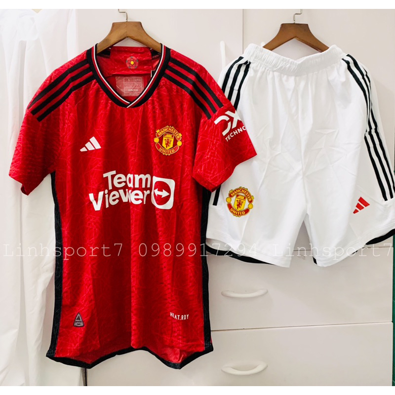 Bộ Áo Đấu Player MU Manchester United 23 24 Sân Nhà Màu Đỏ Logo cao su ...