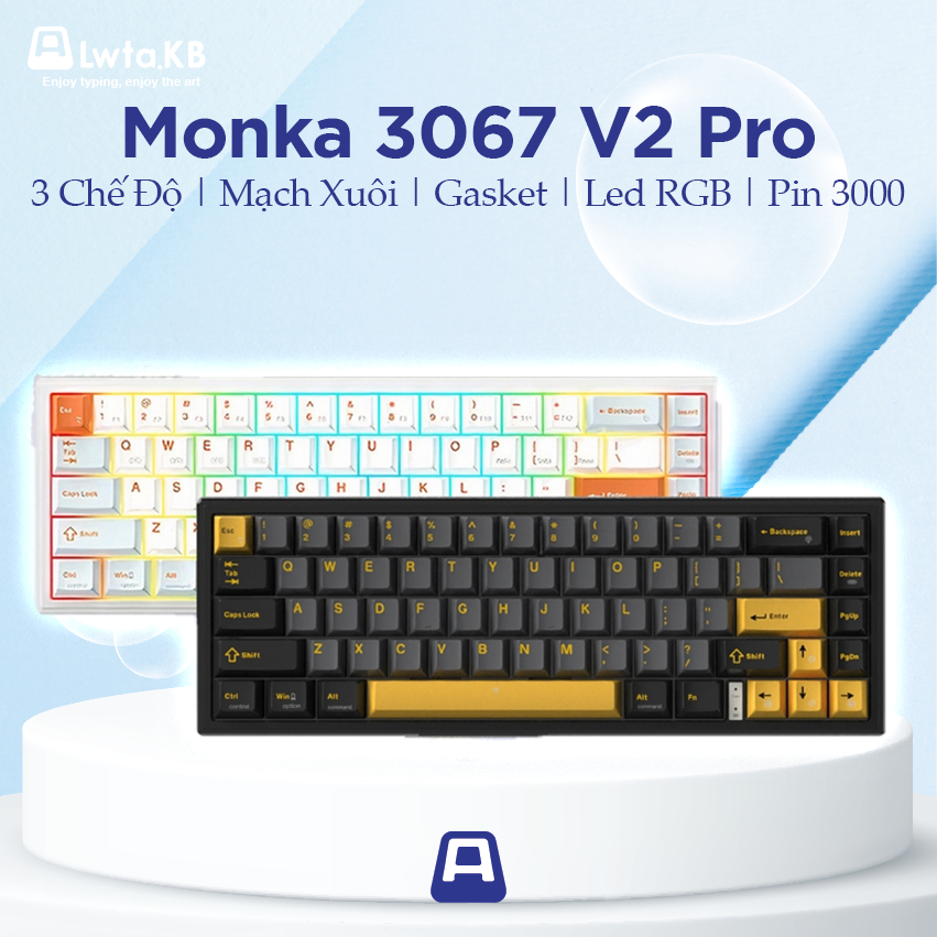 [SẴN HÀNG] Bàn Phím Cơ Không Dây Monka 3067 V2 PRO | 3 Mode | Mạch Xuôi ...