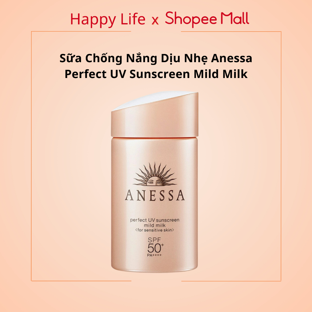 Kem chống nắng dịu nhẹ cho da nhạy cảm Anessa Perfect UV Sunscreen Mild Milk màu hồng 60ml ...