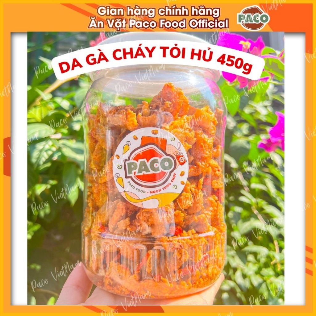 DA GÀ CHÁY TỎI THƠM VỊ BƠ GIÒN NGON CHUẨN VỊ PACO FOOD HỦ LỚN 450g ...