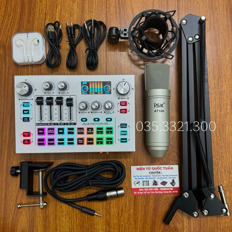 Combo Thu Âm Livestream Mic ISK AT100 + Sound Card X7 mới nhất hát cực ...