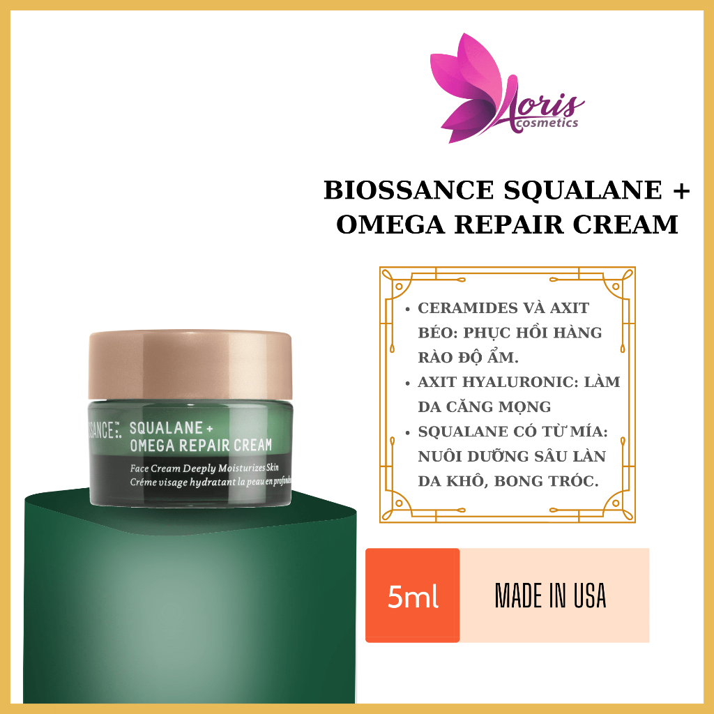 Kem dưỡng ẩm Biossance Squalane + Omega Repair Cream - 5mL | Shopee ...
