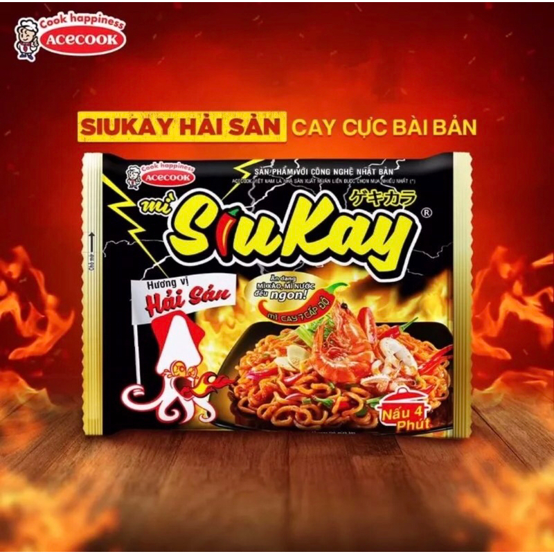 Thùng 24 gói mì SiuKay vị Hải sản/Bò Cay/Gà Cay Phô Mai 128g - Mì cay 7 ...