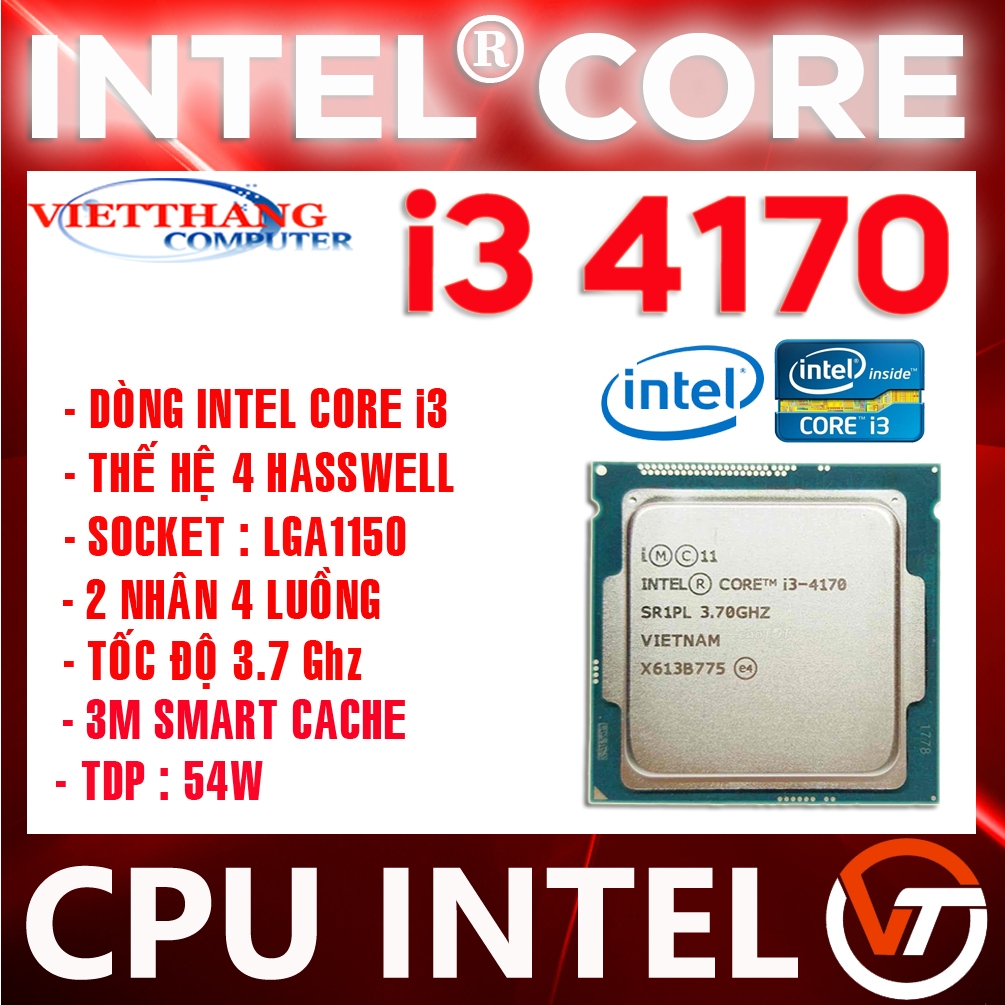Bộ Vi Xử Lý CPU Core i3 4170 3.7 Ghz Xung cực cao Socket 1150 ( 2nd ...