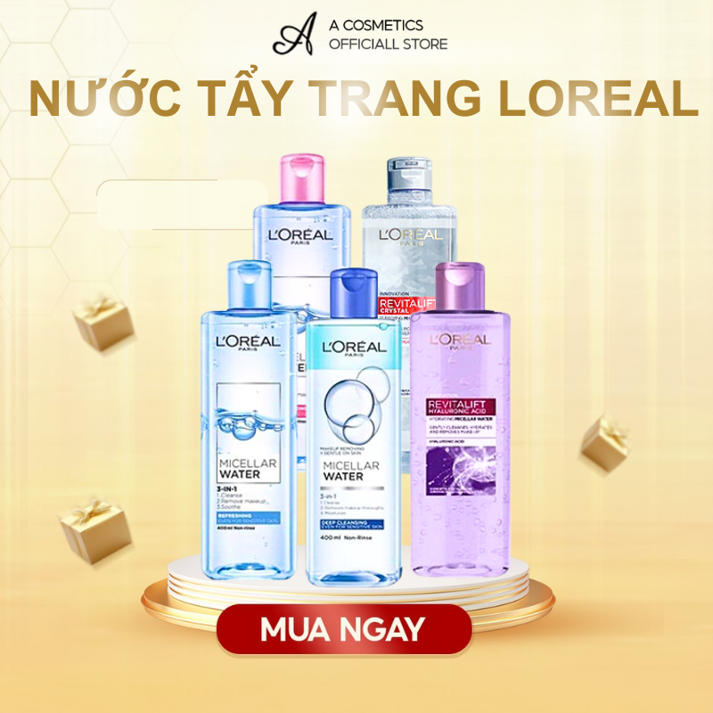 Nước tẩy trang L'Oreal, Nước tẩy trang 3in1 làm sạch sâu, dưỡng ẩm cho mọi loại da 400ml ...