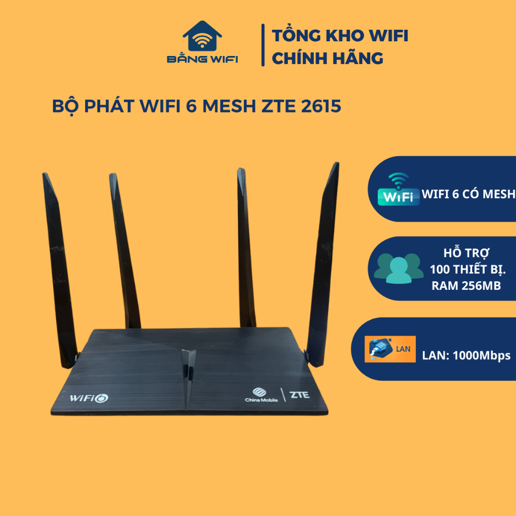Bộ phát wifi ZTE 2615 AX1800 chuẩn wifi 6 hỗ trợ mesh mẫu mới nhất | Shopee Việt Nam