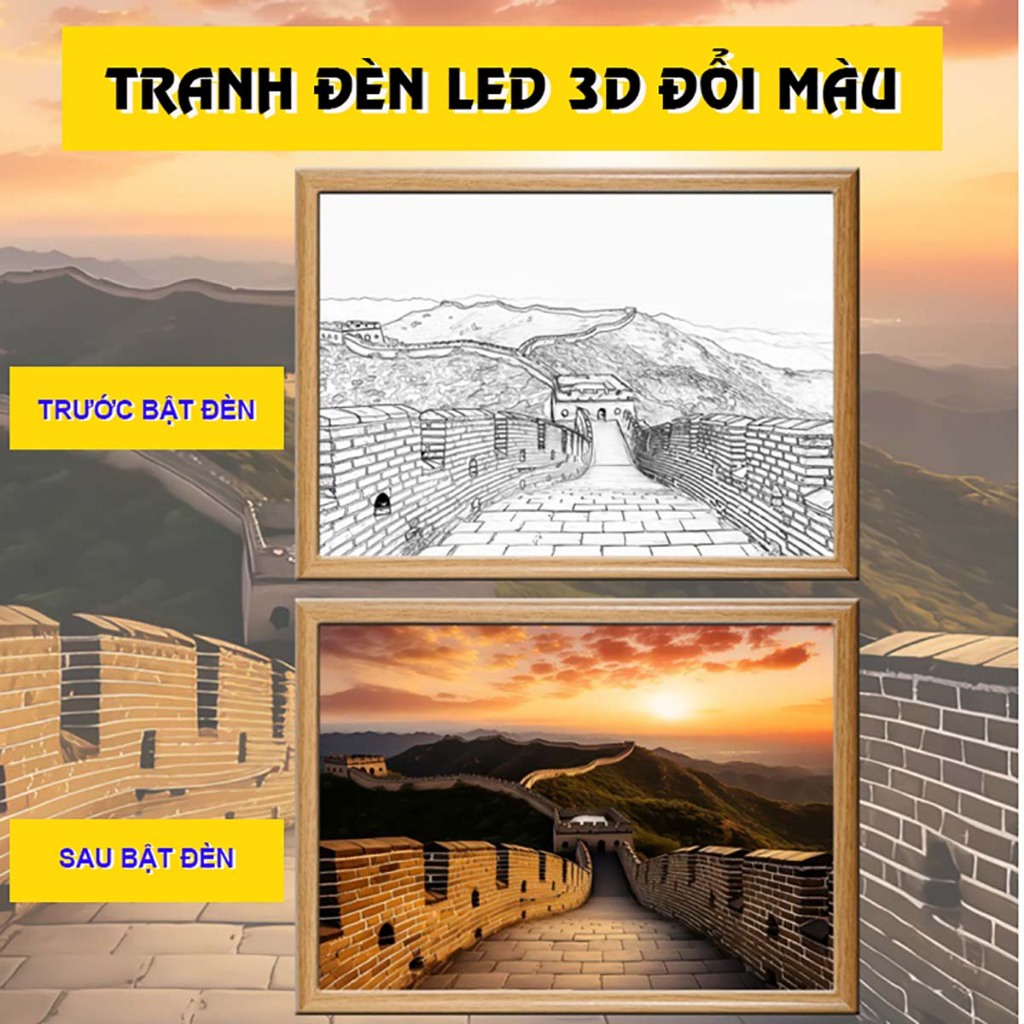 Tranh Đèn Led Tranh Led 3D Dercor Phát Sáng 3 Chế Độ Màu Trang Trí ...