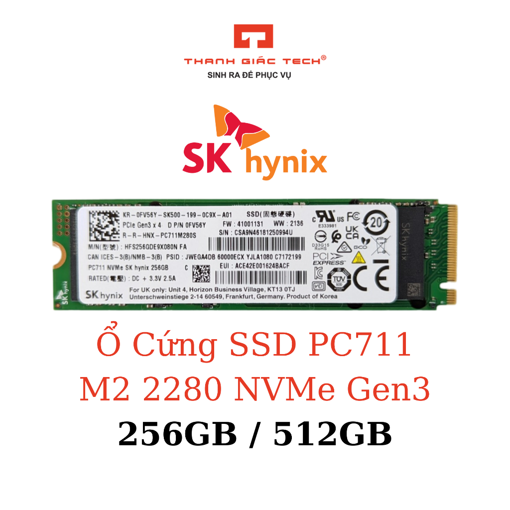 Ổ Cứng SSD SK hynix PC711 256GB/512GB M.2 2280 PCIe NVMe Gen 3×4 - Bảo ...