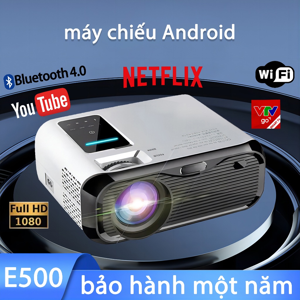 Máy chiếu LCD LED mini HD 4K E500 1080P WiFi + BT4.0 3500 Lumens ...