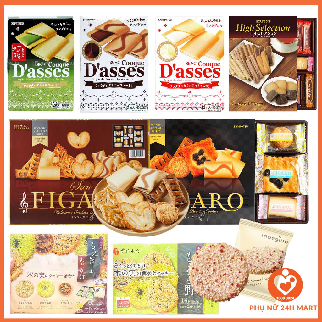 Bánh quy tổng hợp Cookies//Bourbon/ Moegino/Sanritsu FIGARO Nội địa ...