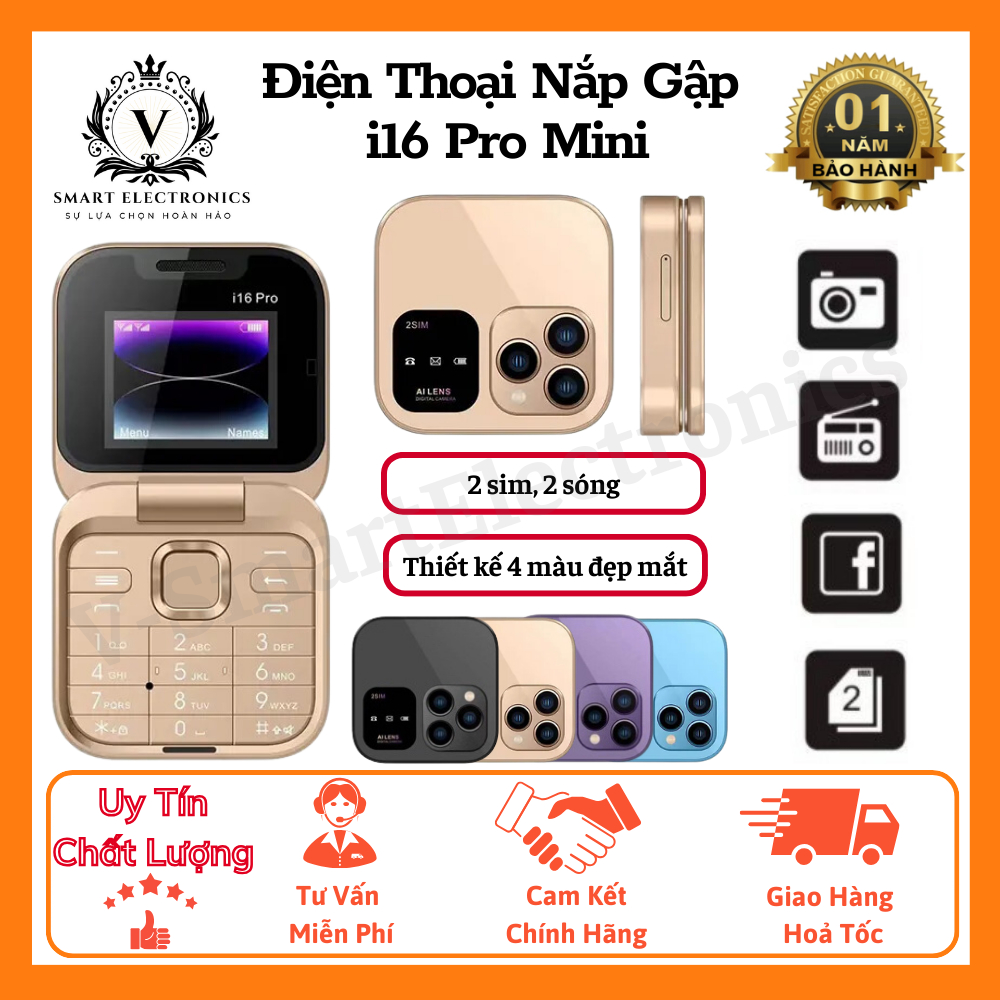 Điện Thoại Mini Thông Minh Nắp Gập SERVO i16 Pro 2 Sim 2 Sóng, Nghe Gọi ...