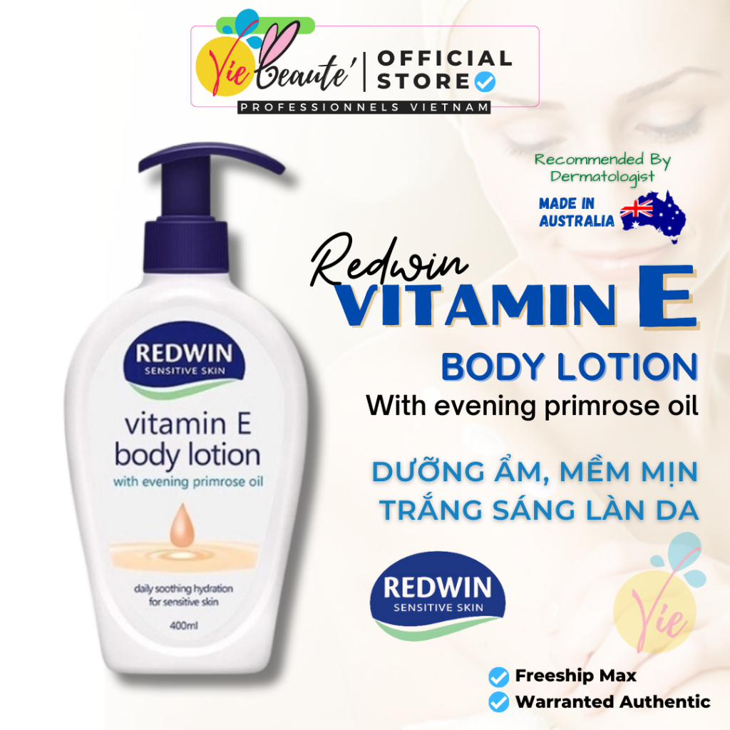 Sữa Dưỡng Thể Redwin Vitamin E Body Lotion 400ml - Cấp Ẩm, Dưỡng Ẩm Cho ...