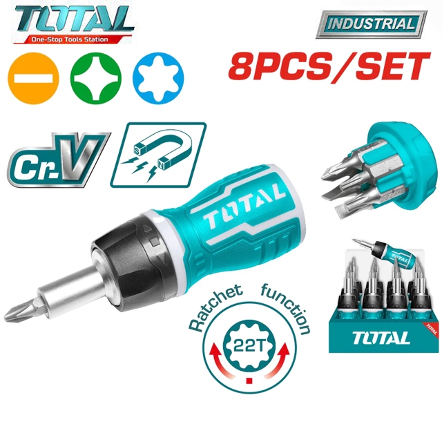 Bộ tua vít 8 trong 1 (tay vặn xoay chiều) Total TACSDS1726/TACSDS0706 ...