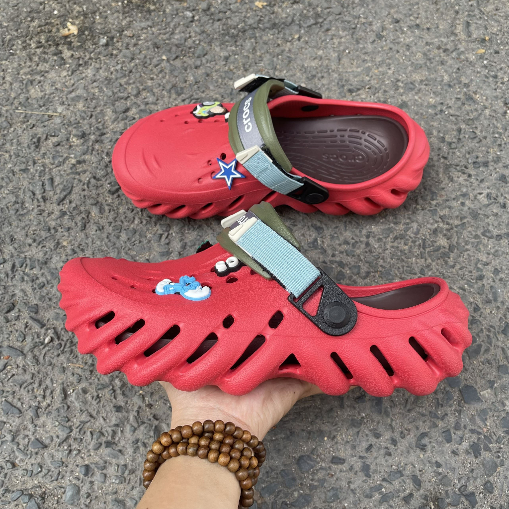 [Còn size 33.5 và37.5] Dép crocs echo clog màu đỏ, dép crocs chính hãng ...