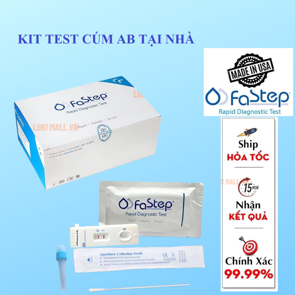 Bộ TEST CÚM AB ( dịch mũi ) tại nhà, kit Test FASTEP nhanh chóng chính ...