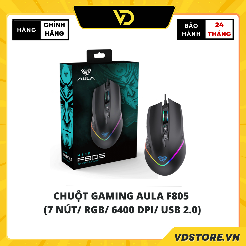 CHUỘT GAMING AULA F805 (7 NÚT/ RGB/ 6400 DPI/ CÓ DÂY) - HÀNG CHÍNH HÃNG ...