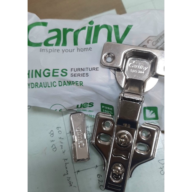 Bản lề Cariny bật, thép mạ Niken (tháo lắp nhanh,giảm chấn thuỷ lực ...
