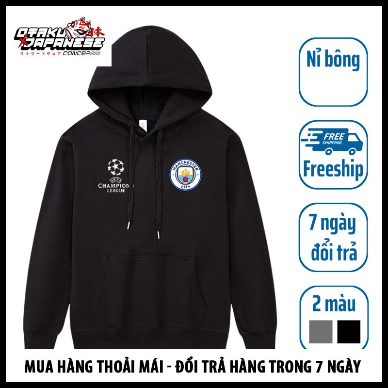 Áo hoodie Manchester City có mũ logo champion league độc đẹp | Shopee ...