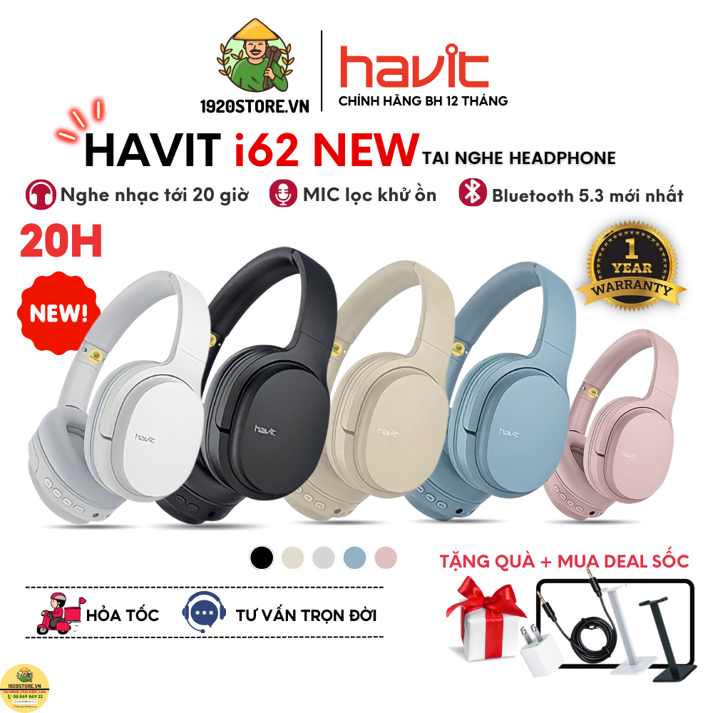 Tai Nghe Bluetooth Headphone HAVIT i62, Driver 40mm, BT 5.3, Nghe Đến 20H, Gập Gọn 90 Độ - Chính ...